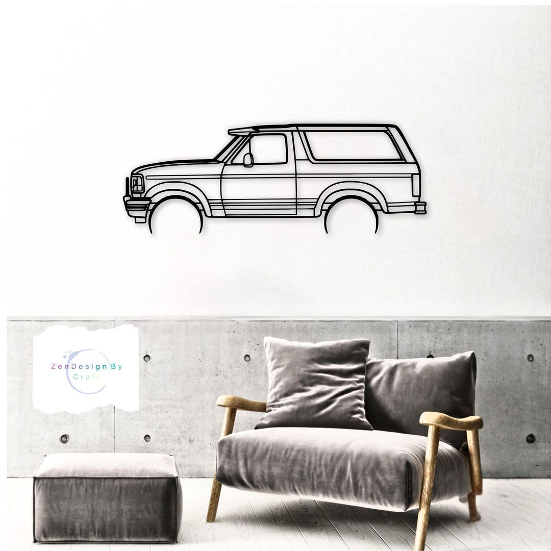 Bronco XLT 1995 Inspired Metal Wall Art, Classic SUV Metal Decor, Off ...