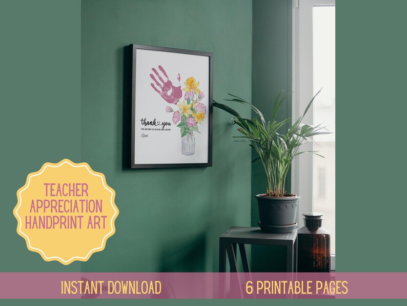 Digital Printable Kids Handprint Art Activity Teacher Appreciation Pain ...