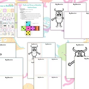 Digital Printable Kids Activitity Roll and Draw a Monster Activity ...