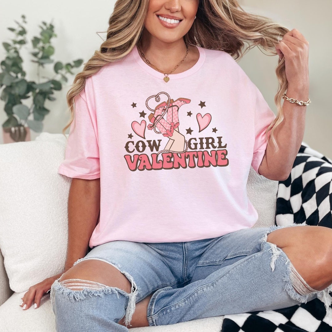 Retro Valentine's Rodeo Cowgirl Boots T-shirt Retro Western Valentine's ...