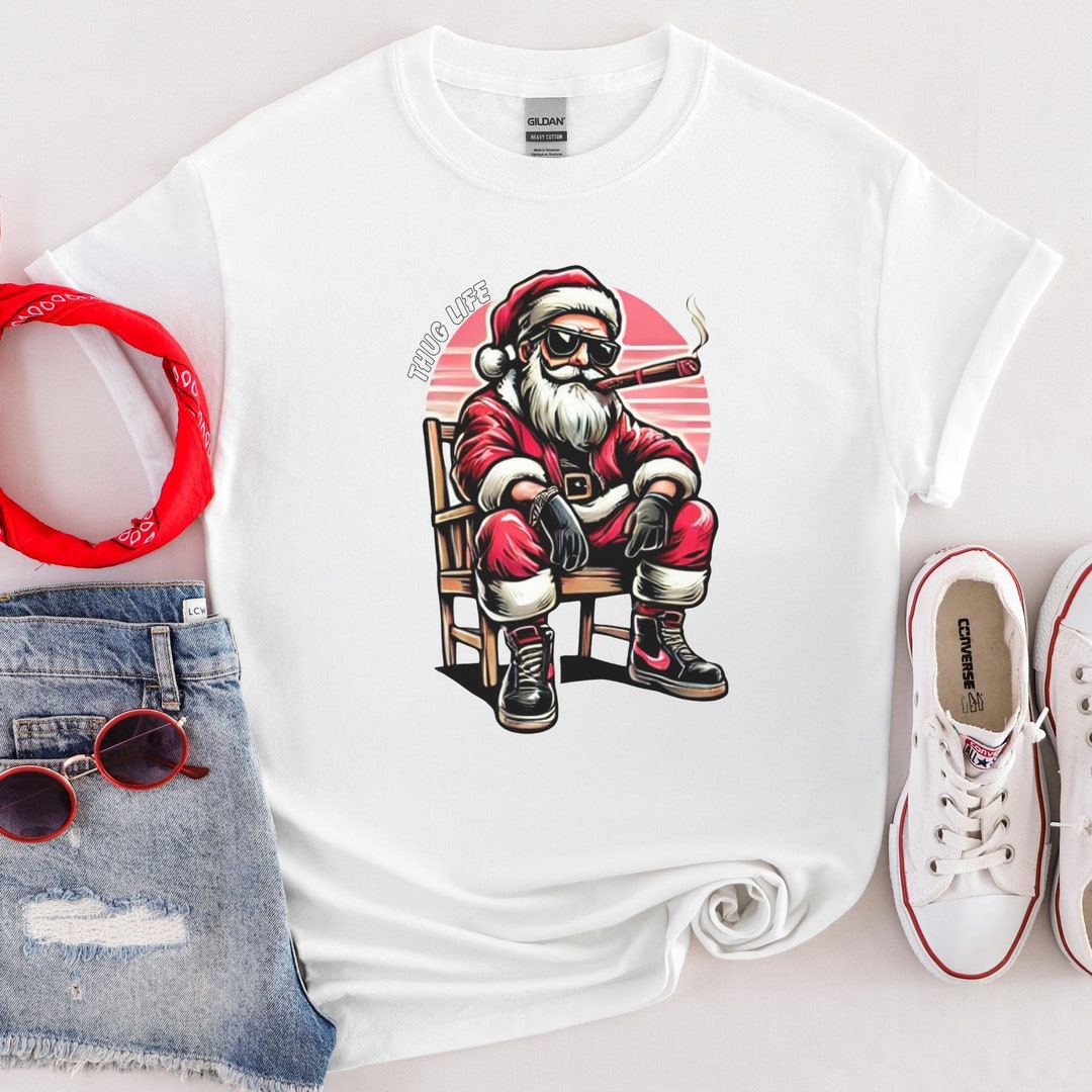 Thug Life Santa Christmas T-shirt | Santa Claus, Christmas Gift,holiday ...
