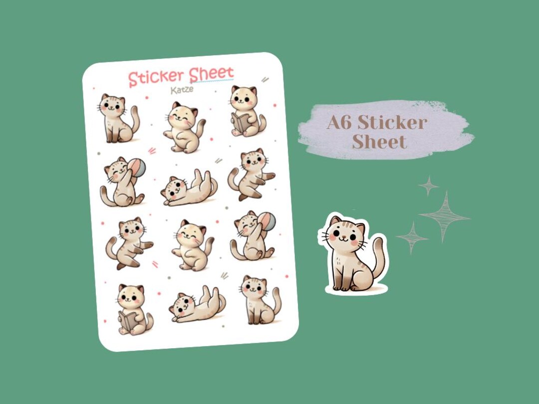 Cat Sticker Sheet – Cute, Adorable Animal Stickers for Kids and Class ...