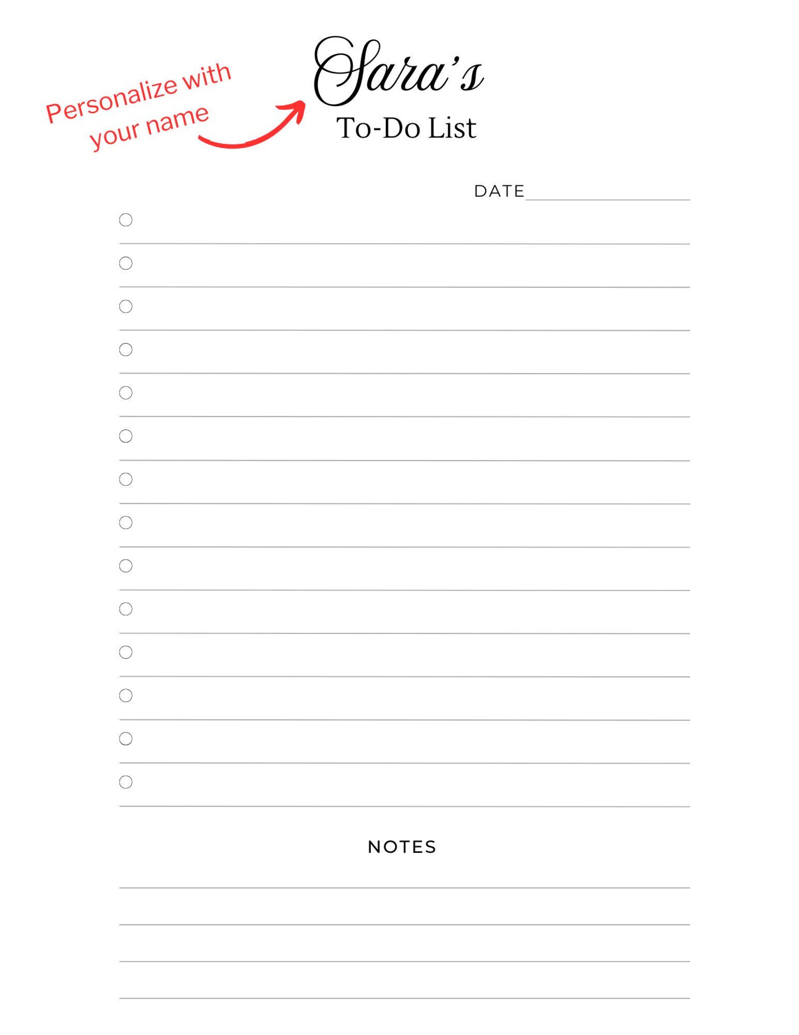 Personalized Printable to Do List, Minimalist Blank Customize Check ...