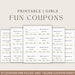 Girl Printable Digital Coupon Book Fun Kids Redeemable Reward Coupons ...