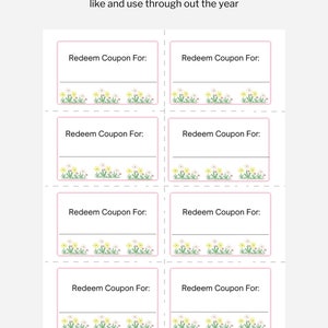 Girl Printable Digital Coupon Book Fun Kids Redeemable Reward Coupons ...