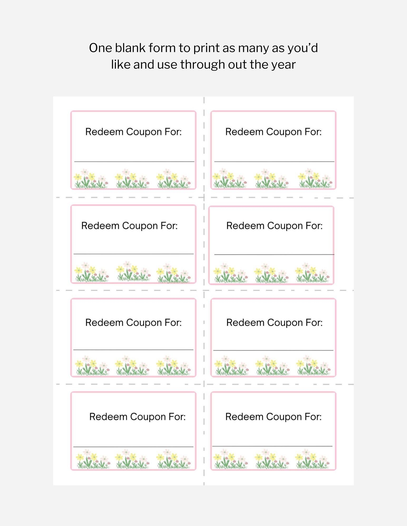 Girl Printable Digital Coupon Book | Fun Kids Redeemable Reward Coupons ...