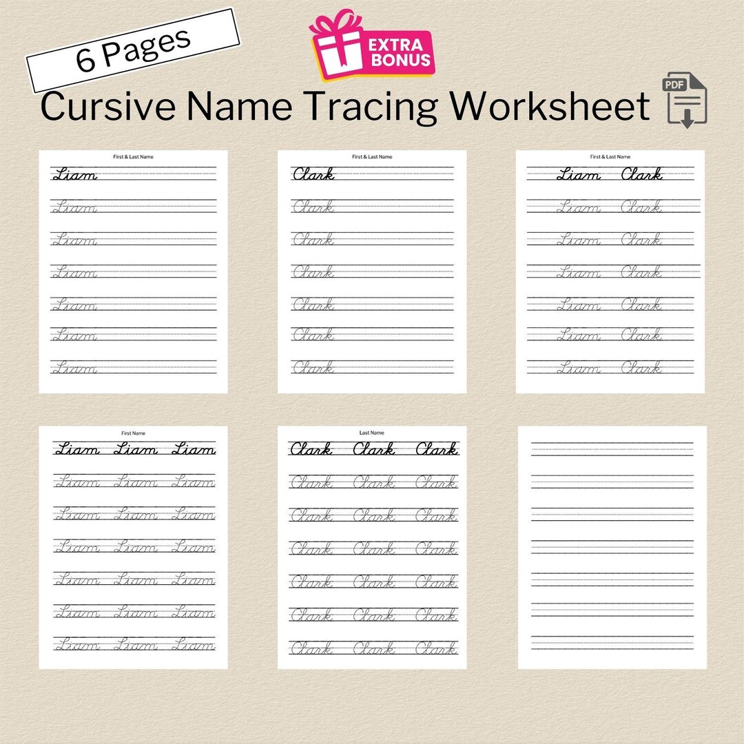 Pre-k Custom Cursive Name Tracing Worksheet, Personalizable Name Trace ...