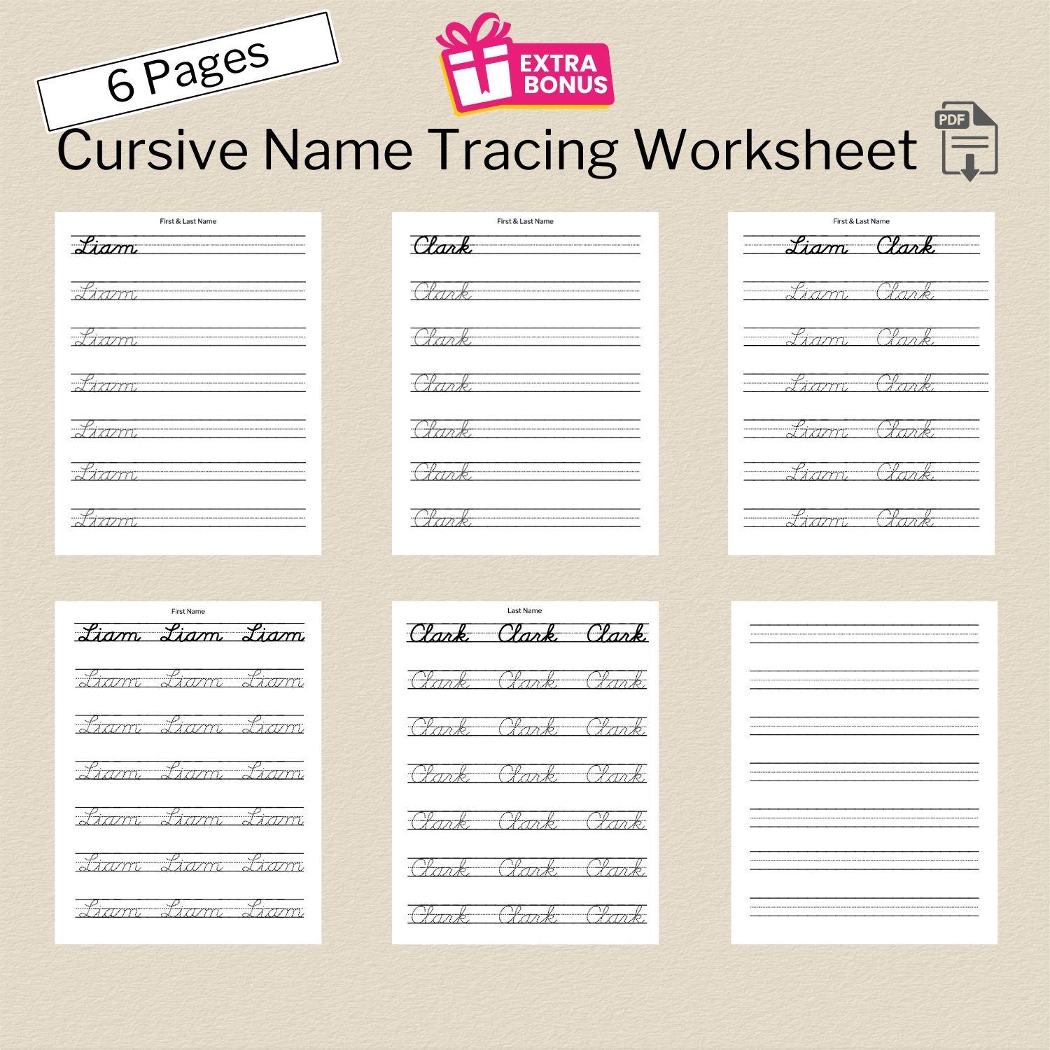 Pre-k Custom Cursive Name Tracing Worksheet, Personalizable Name Trace ...