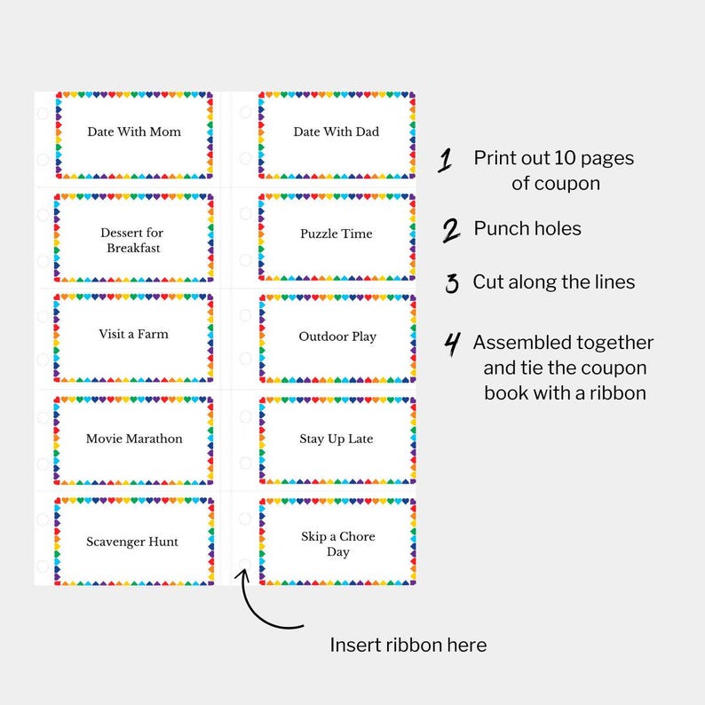 100 Kids Printable Coupon Book Reward DIY| Kids Redeemable Reward ...