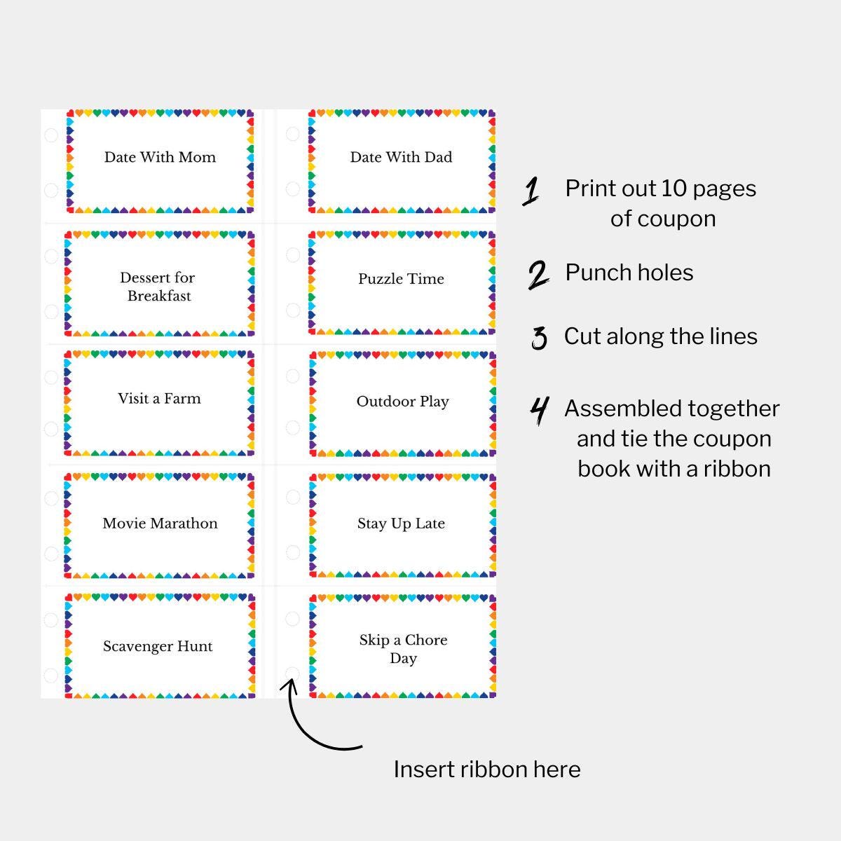 100 Kids Printable Coupon Book Reward DIY| Kids Redeemable Reward ...