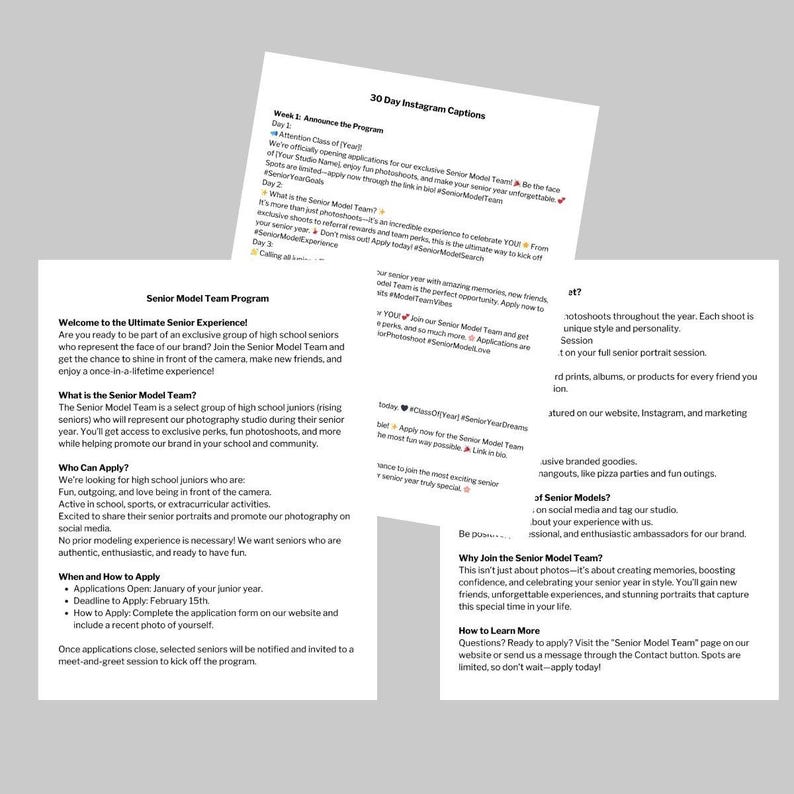 Senior Model Program | Senior Rep Starter Kit | Photographer Senior ...