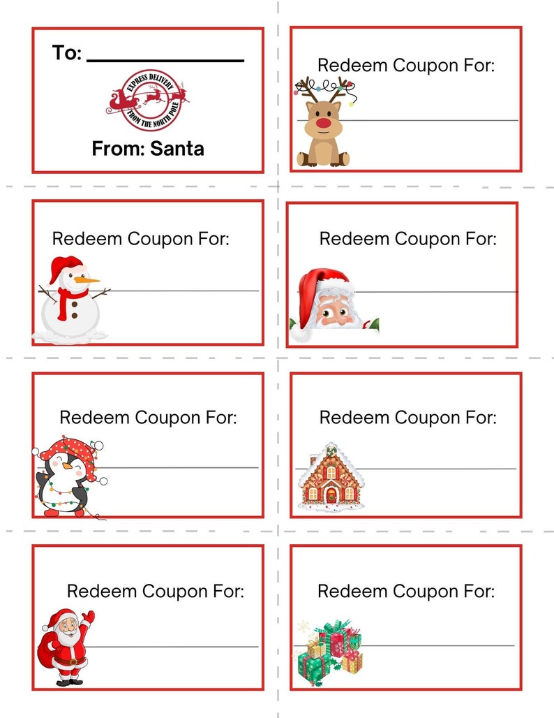 Kids Christmas Coupon Book Printable Reward Coupons | 62 Coupons | Kids ...
