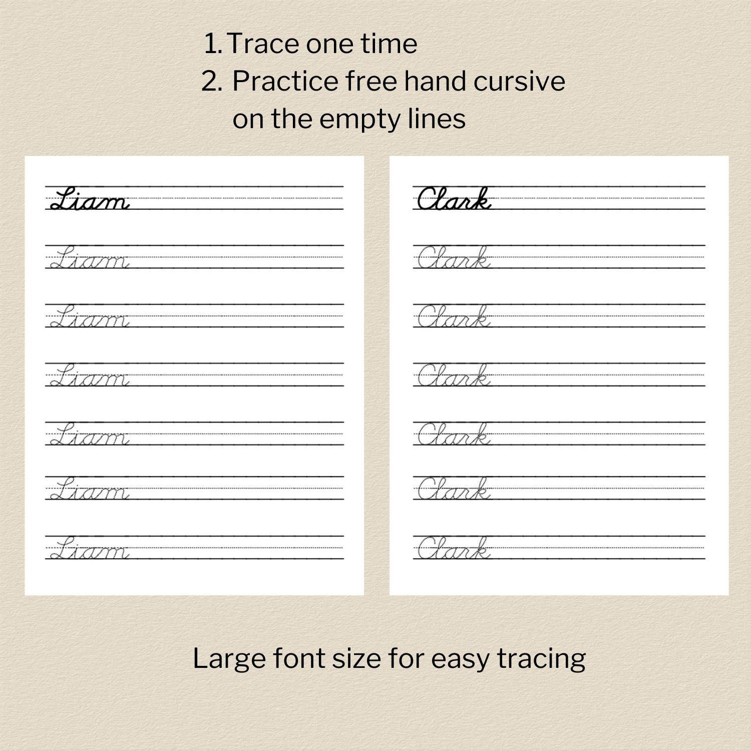 Pre-k Custom Cursive Name Tracing Worksheet, Personalizable Name Trace ...