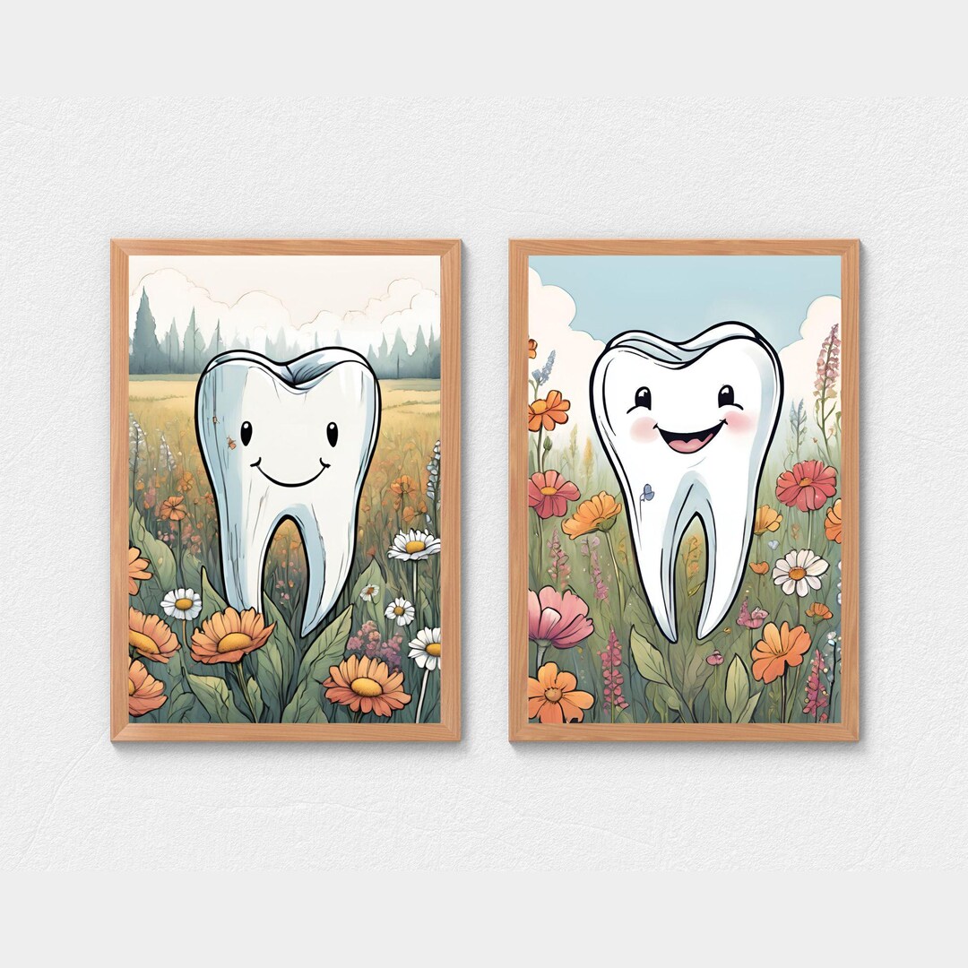Watercolor Wildflower Dental Tooth Wall Art Decor Printable| Flower ...