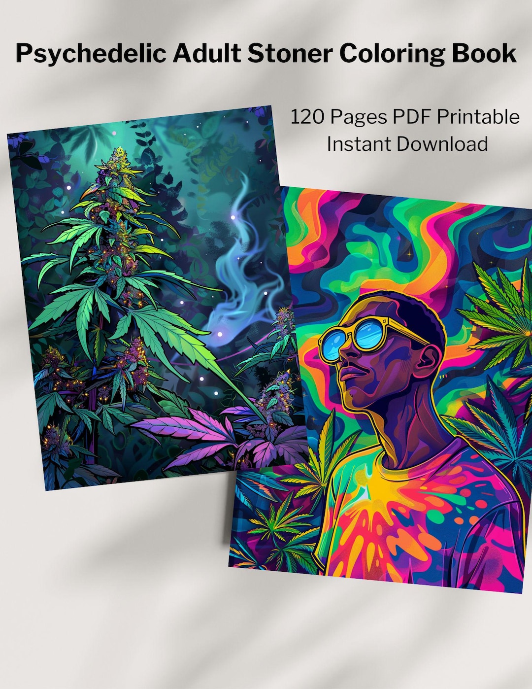 120 Unique Psychedelic Stoner Coloring Pages for Adults, Cannabis ...
