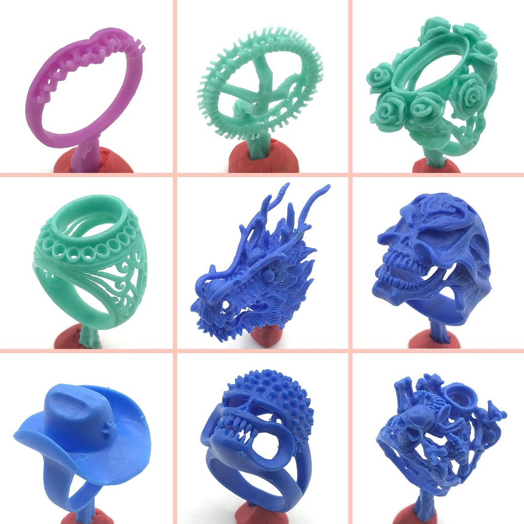 9PC Skulls, Dragon Head, Cowboy Hat Design | Ring Lost Wax Casting ...