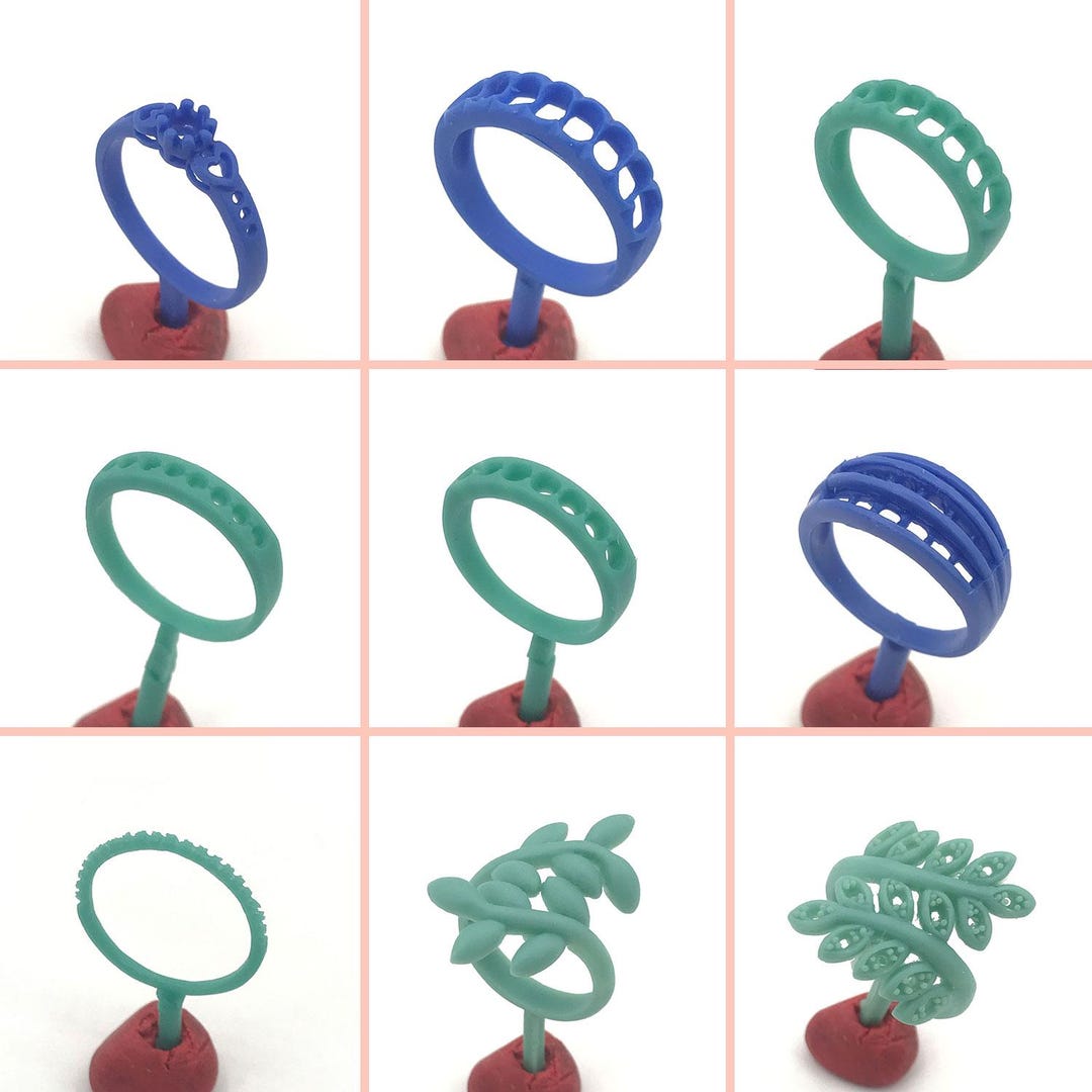 9PC Lesser Ring Design With Holes, Metal Leaf Ring | Rings Wax Pattern ...