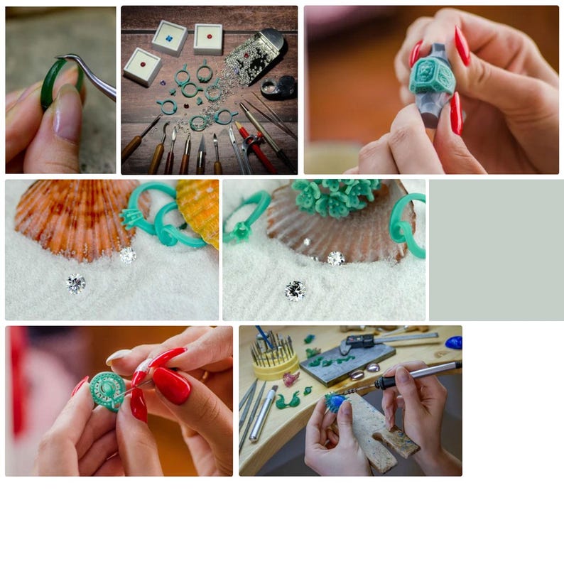 9PC Flat Front Small Gem Stone Design | Ring Lost Wax Casting Pattern ...