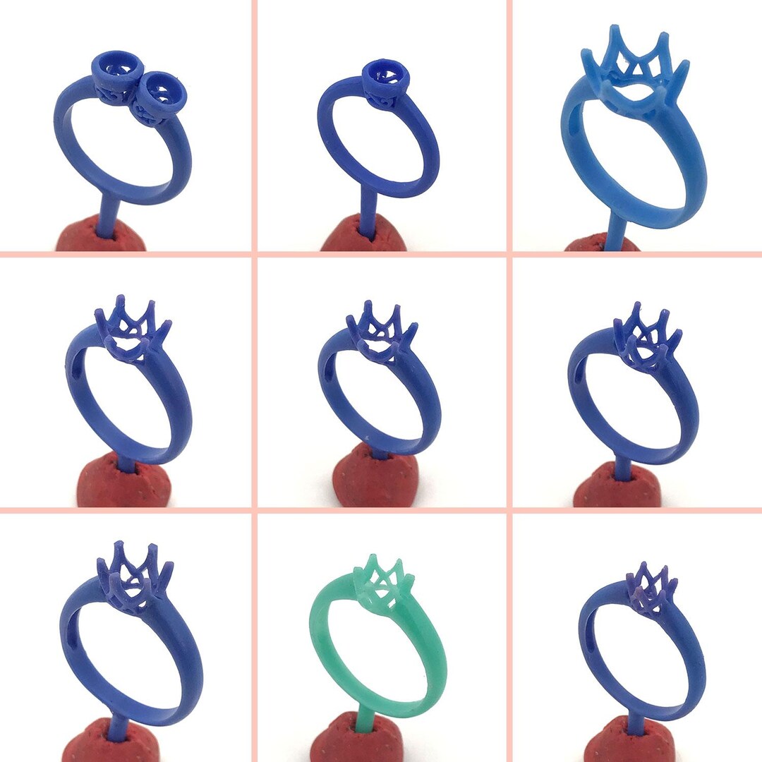 9PC Engaged & Wedding Ring Design With Diamond Gem Hole | Rings Wax ...