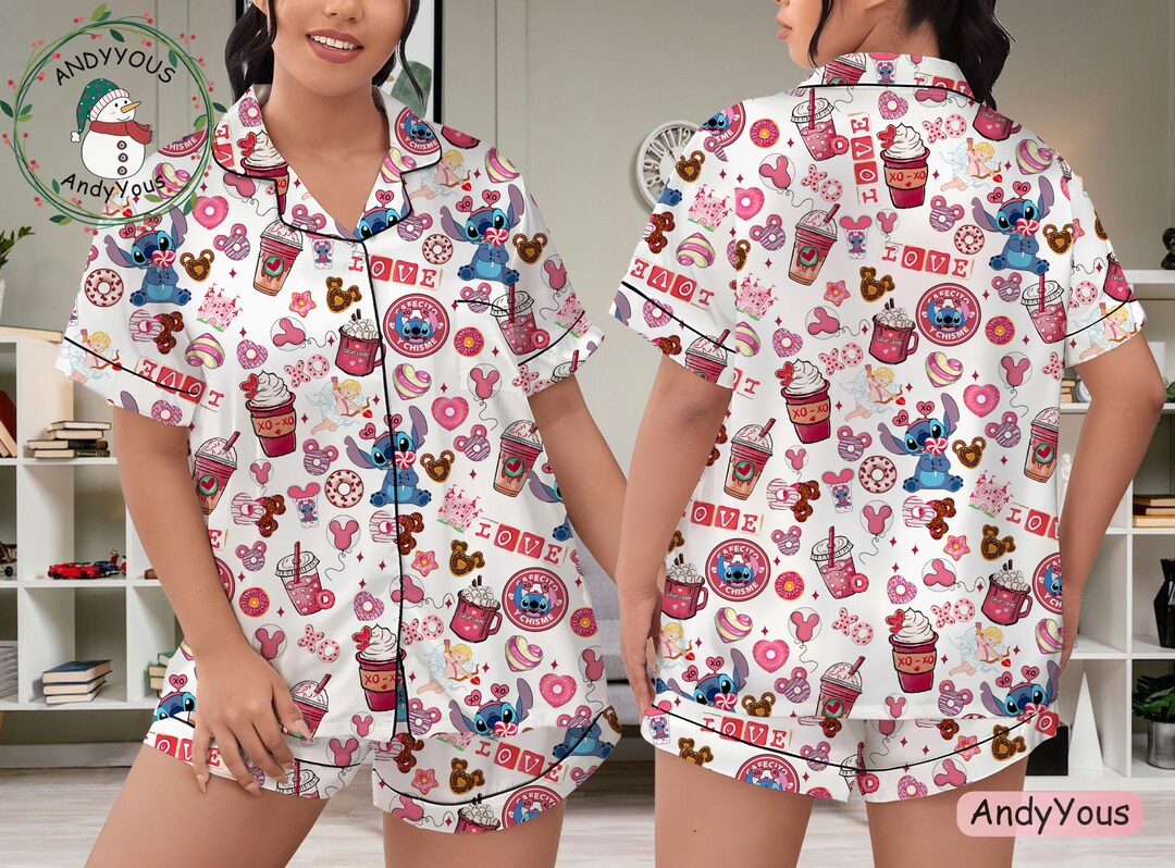 Disney Lilo and Stitch Women's Pajamas Short Set, Stitch Loungewear for ...