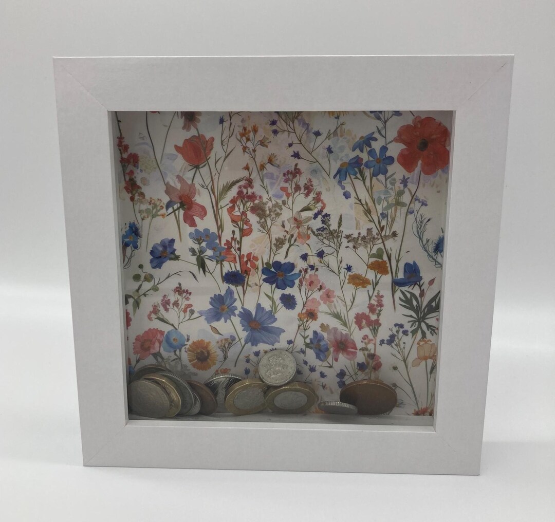 Floral Money Box Frame: Personalized Butterfly & Bee Theme - Etsy