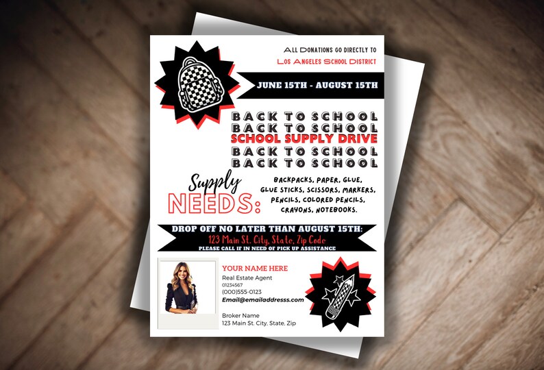 Editable School Supply Drive Flyer Template, Back to School Invite ...