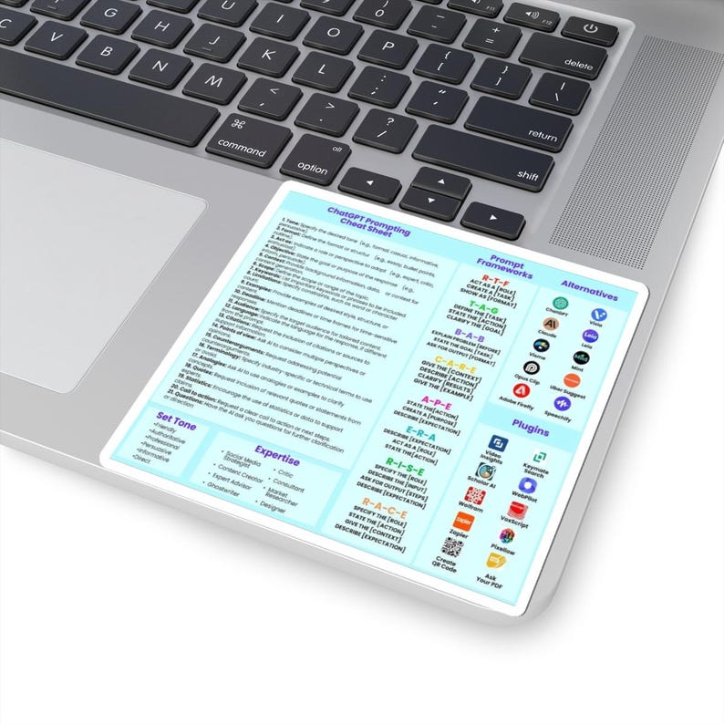 Chatgpt Prompting Cheat Sheet Sticker | AI Prompt Guide & Quick ...