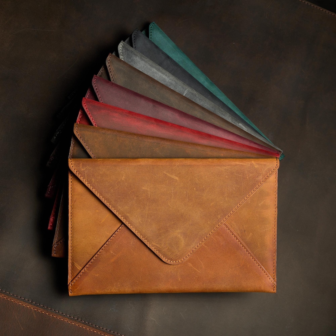 Personalized Leather Cash Envelope Wallet, Handmade Money Envelope ...