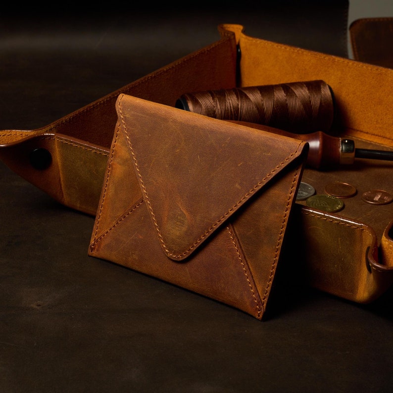 Personalized Leather Cash Envelope Wallet, Handmade Money Envelope ...