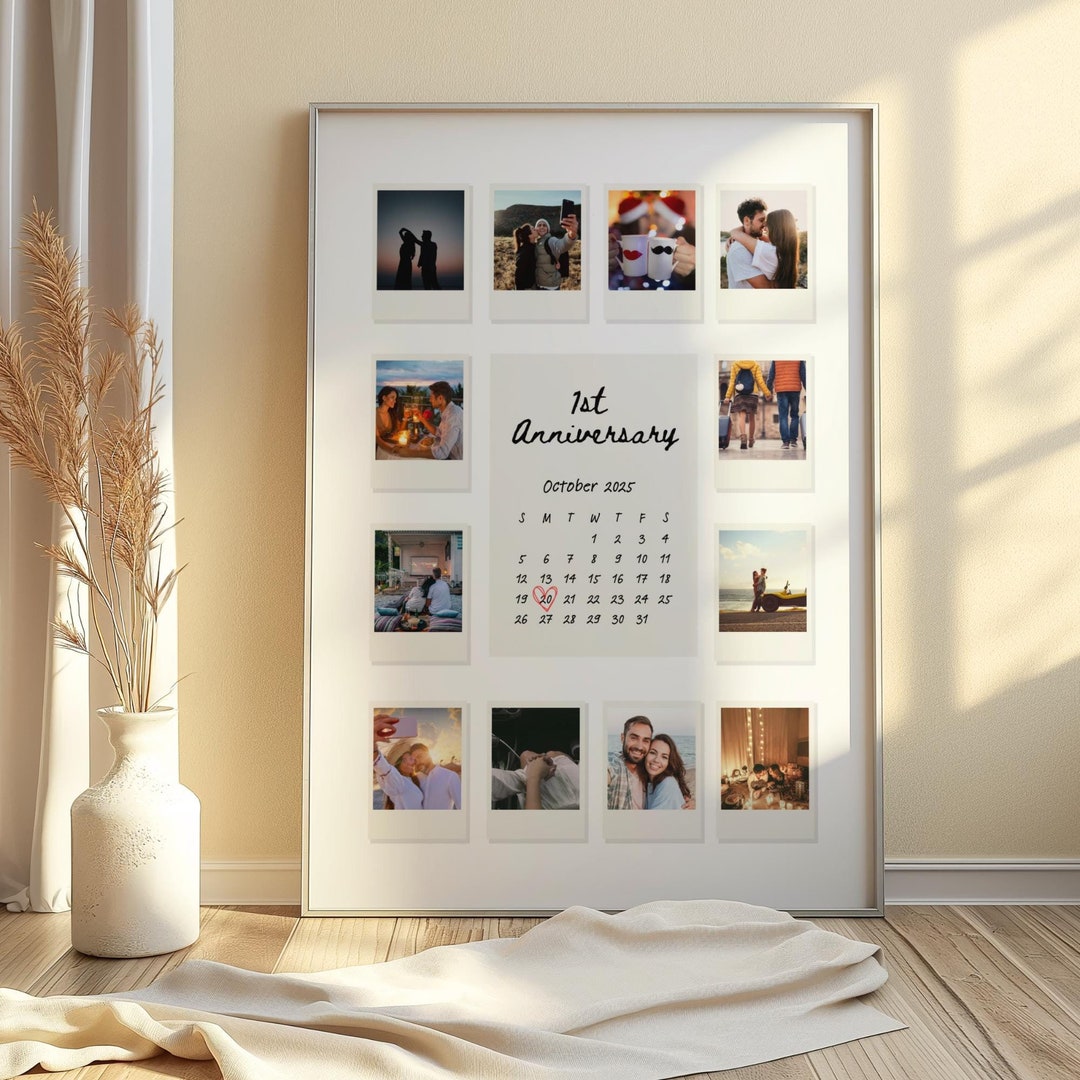 Custom Polaroid Frame Anniversary Template | 1 Year Anniversary Gift ...