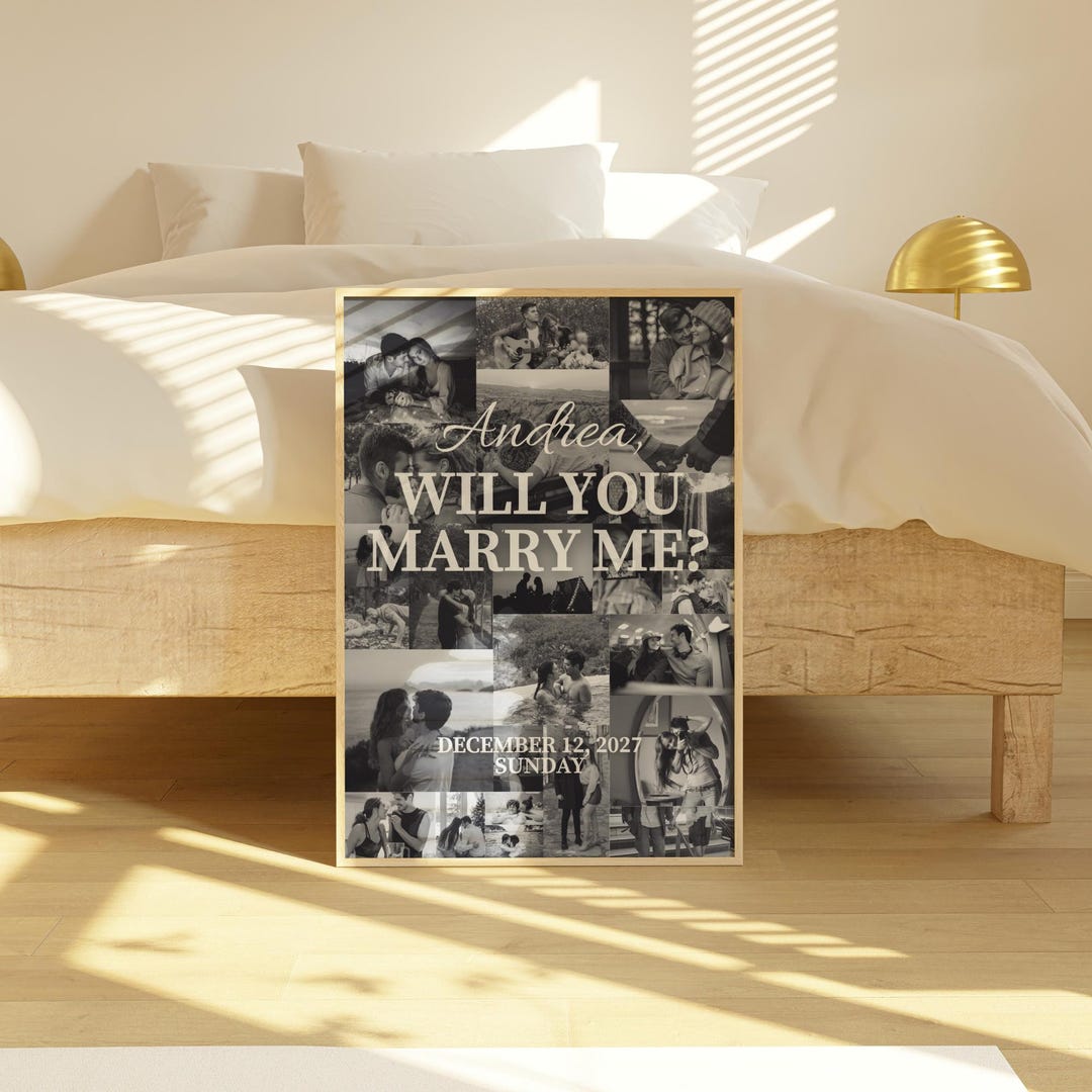 Will You Marry Me Marriage Proposal Photo Collage Template, Editable ...