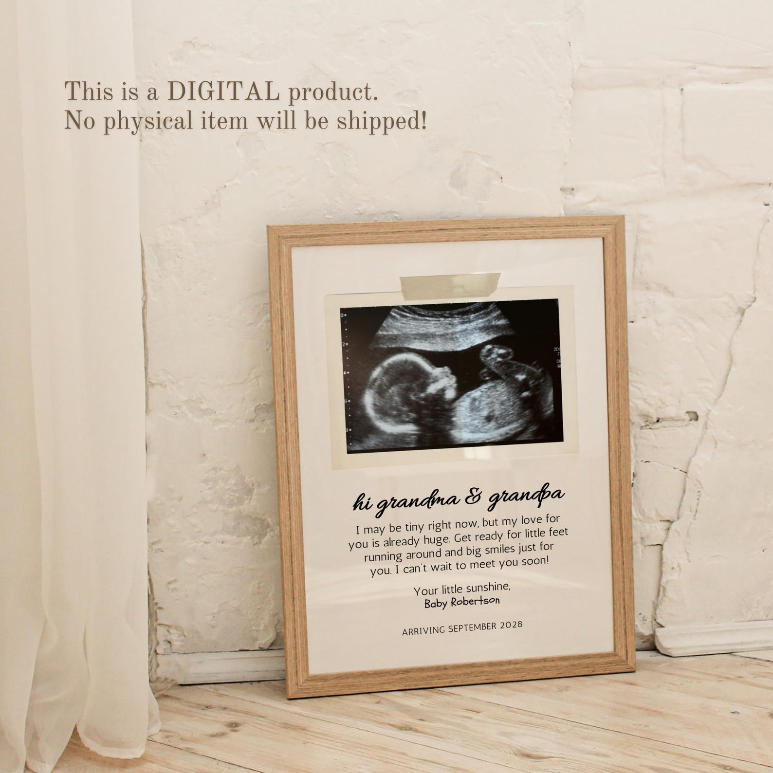 Pregnancy Reveal Photo Frame Gift for Grandparents: Editable Canva ...