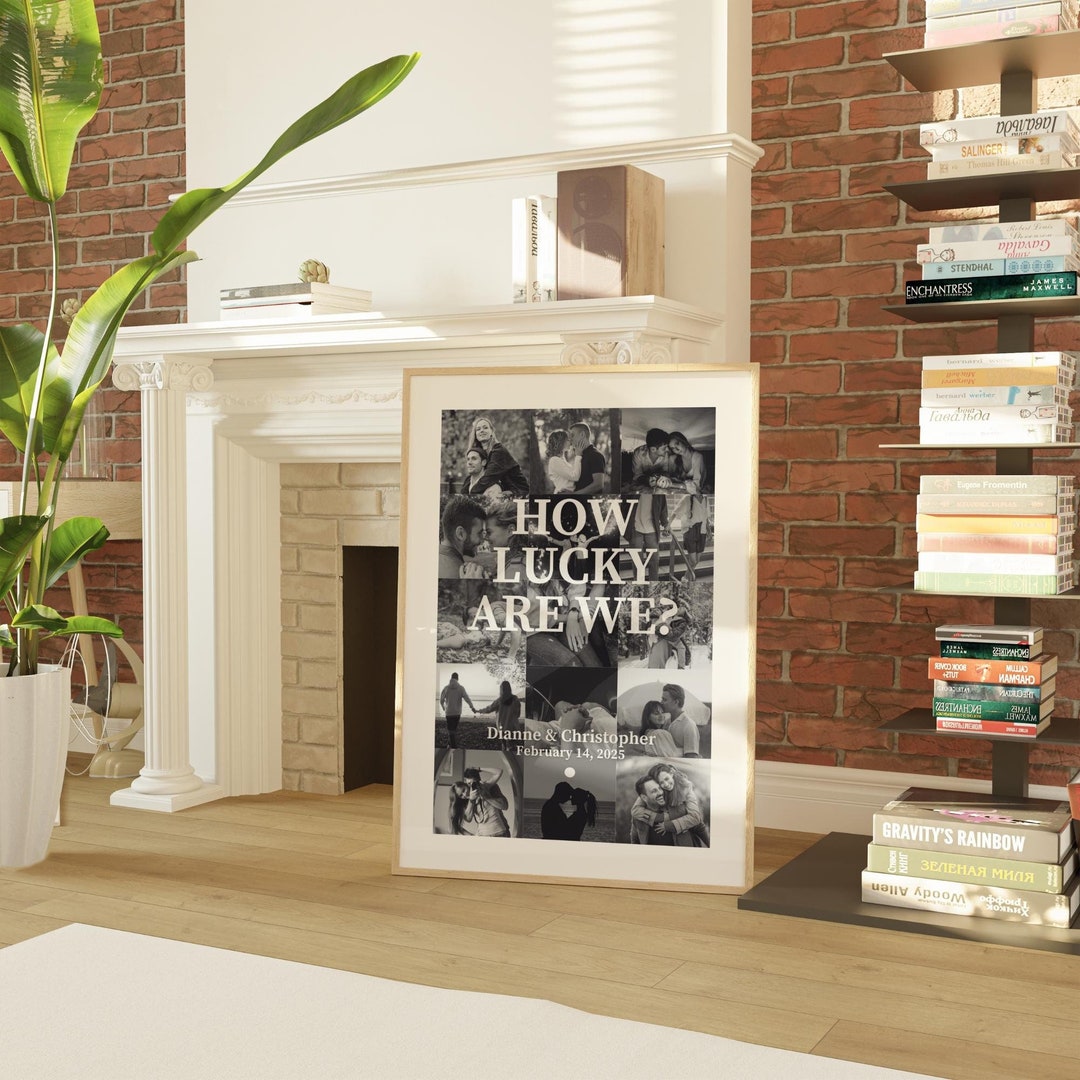 How Lucky Are We Photo Frame Wall Art, 1 Year Anniversary Gift for ...
