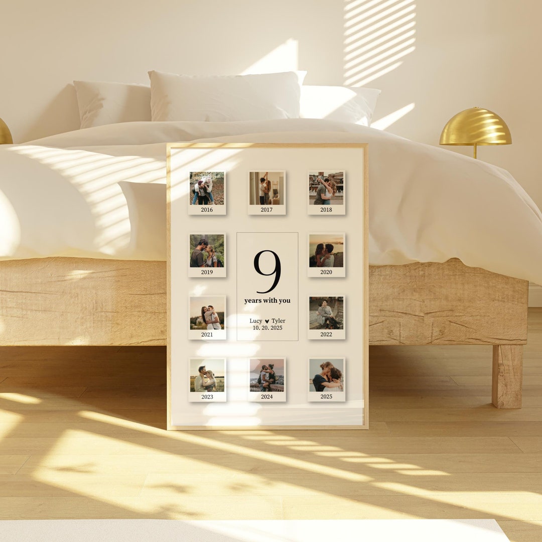 Custom Polaroid Frame Collage Template, 9th Anniversary Gift for Him ...