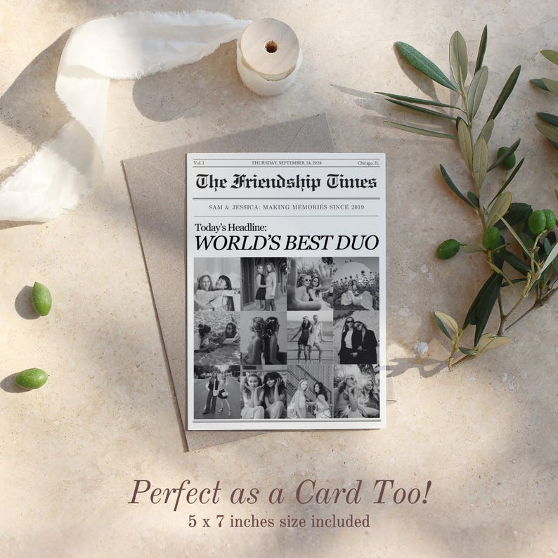 Custom Newspaper Gift for Best Friend Template, Personalised Female ...