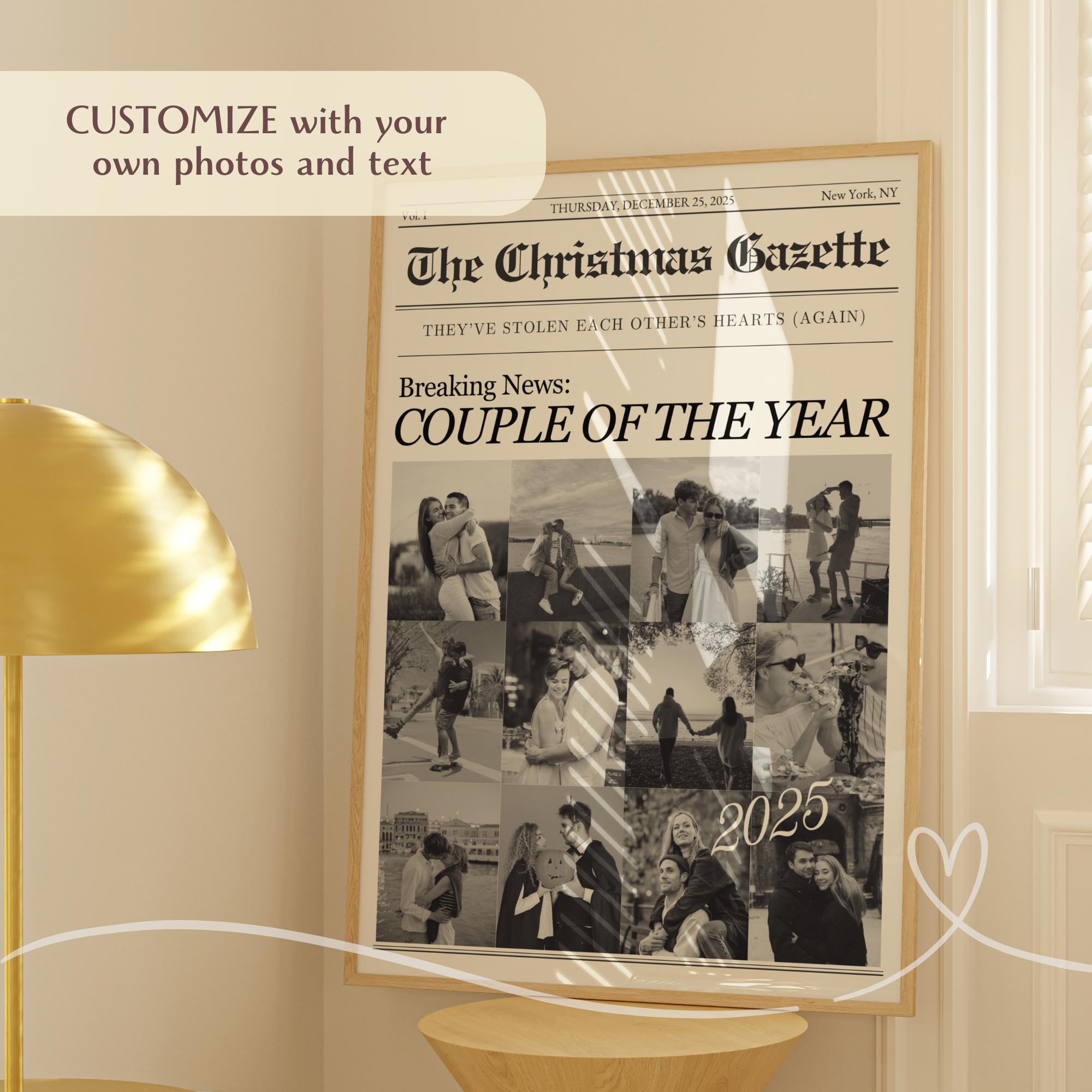 Custom Photo Collage Frame Christmas Wall Art Template, First Christmas ...