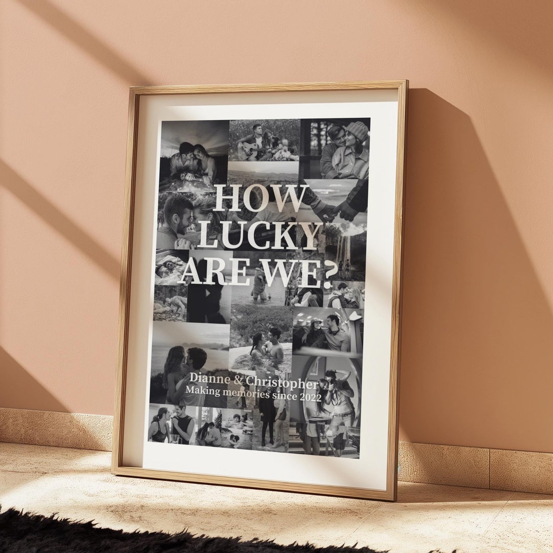 How Lucky Are We Photo Collage Frame Wall Art Template, One Year ...