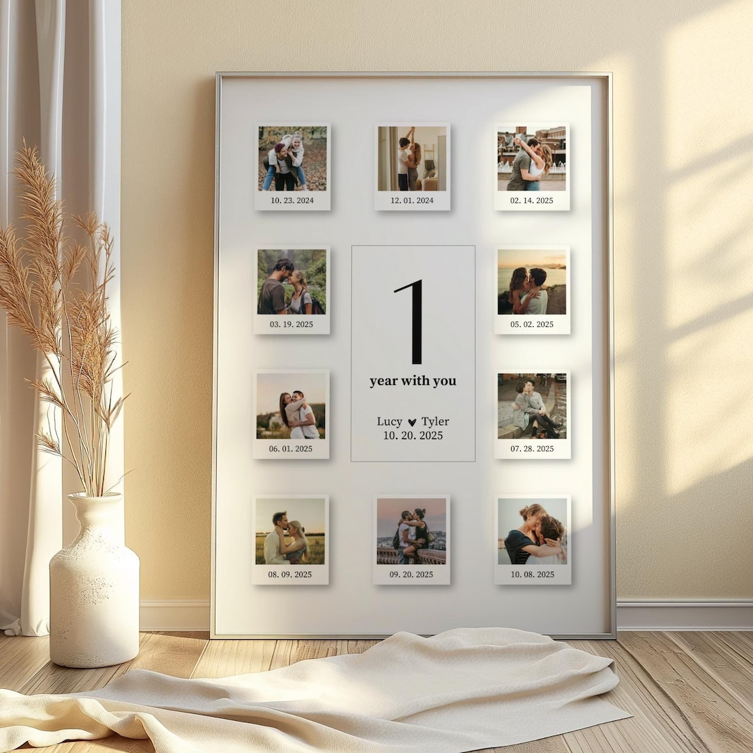 Custom Polaroid Frame Anniversary Template, One Year Anniversary Gifts ...