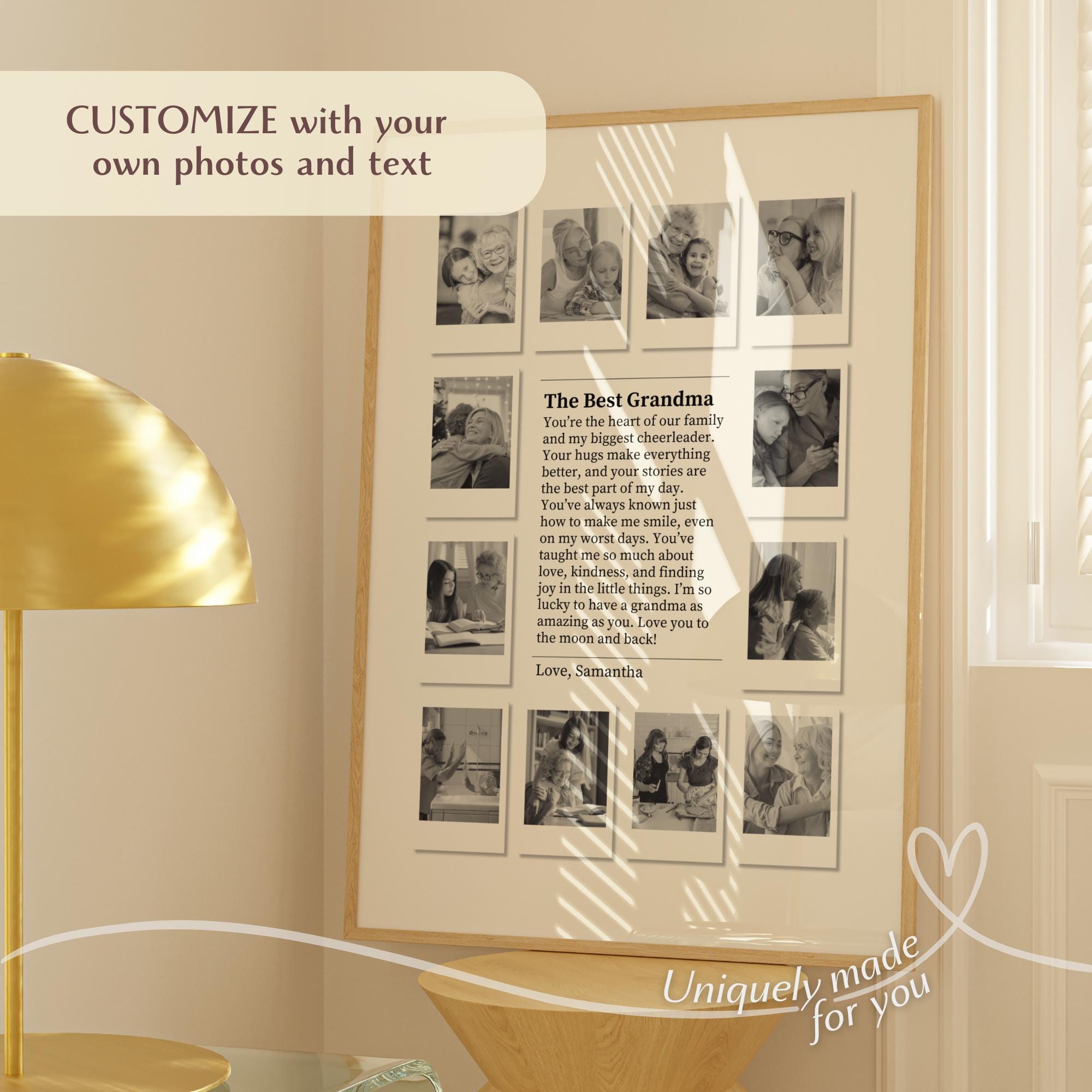Custom Polaroid Frame Photo Collage Template: Grandma Gift, Birthday ...