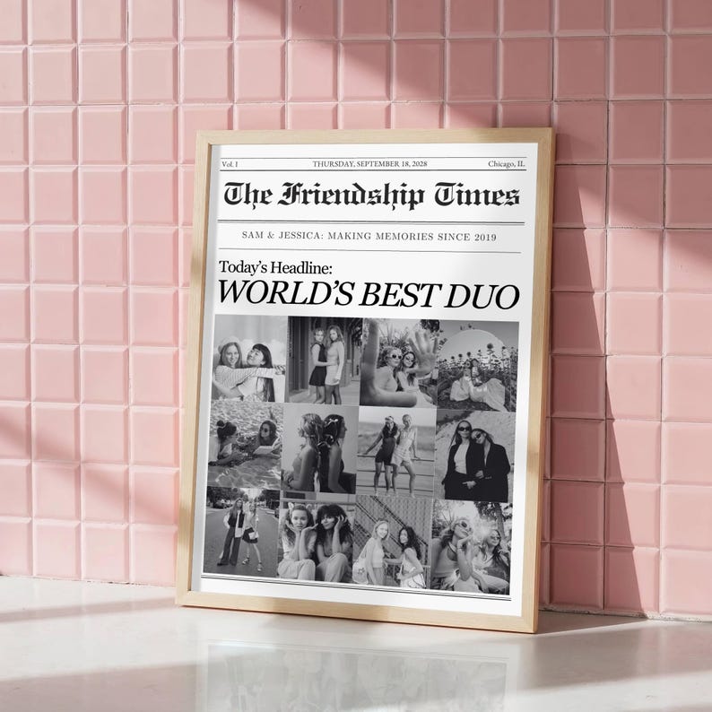Custom Newspaper Gift for Best Friend Template, Personalised Female ...