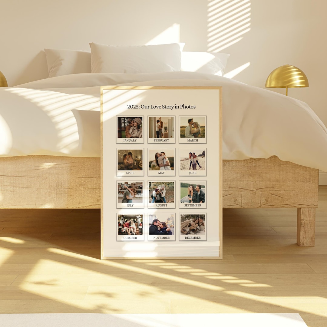 Custom Polaroid Frame Collage Template, 1 Year Anniversary Gift for ...