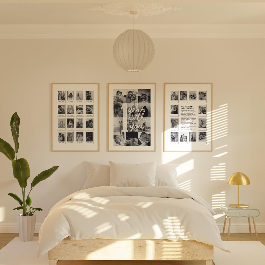 Custom Polaroid Photo Collage Frame Anniversary Bundle, 1 Year ...