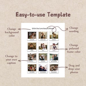 Custom Polaroid Frame Collage Template, 1 Year Anniversary Gift for ...