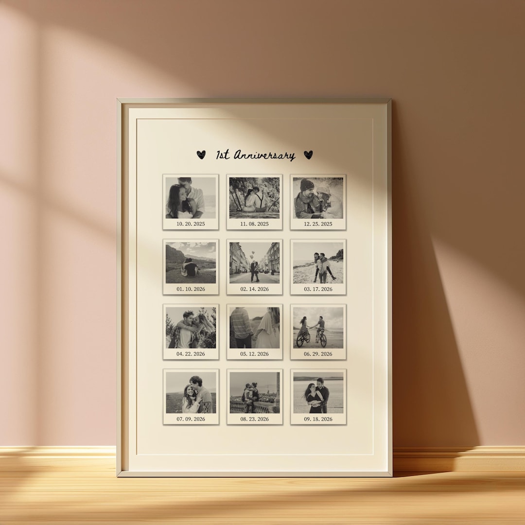 Custom Polaroid Frame Anniversary Gift, 1 Year Anniversary Gift for ...