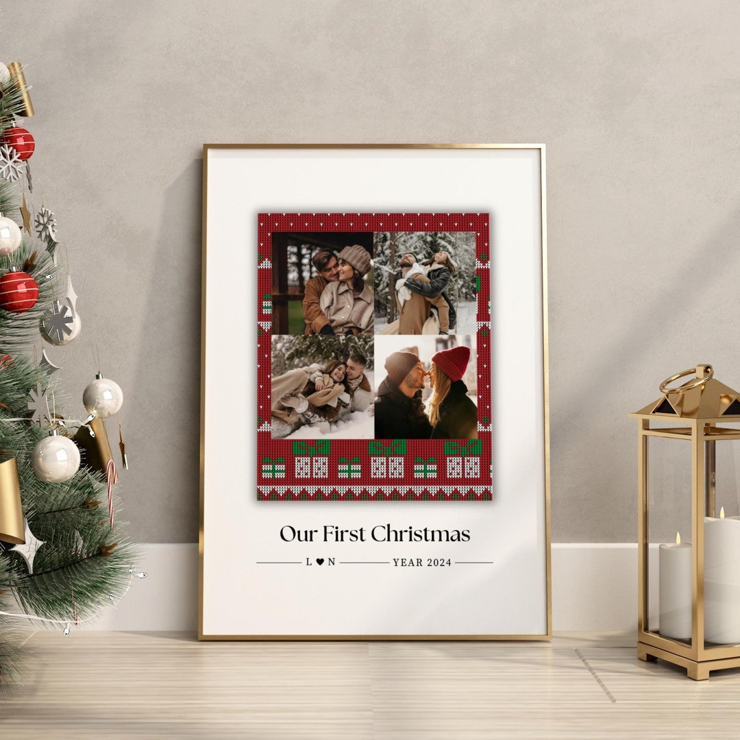 Custom Polaroid Frame Wall Art Christmas Template, First Christmas Gift ...