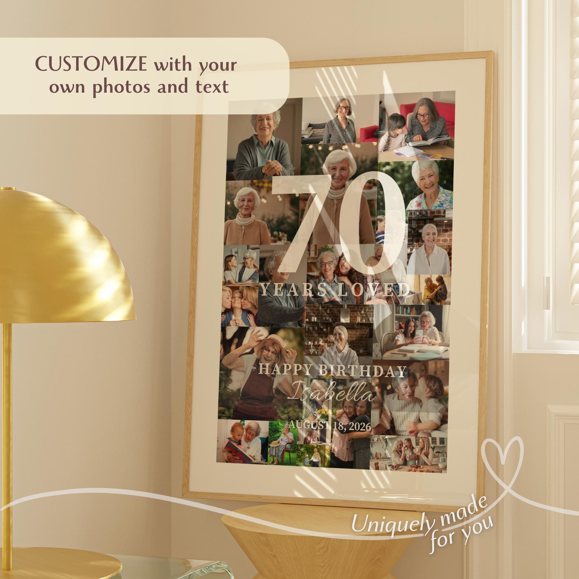 70th Birthday Photo Collage Frame Gift, 70th Birthday Gift for Men and ...