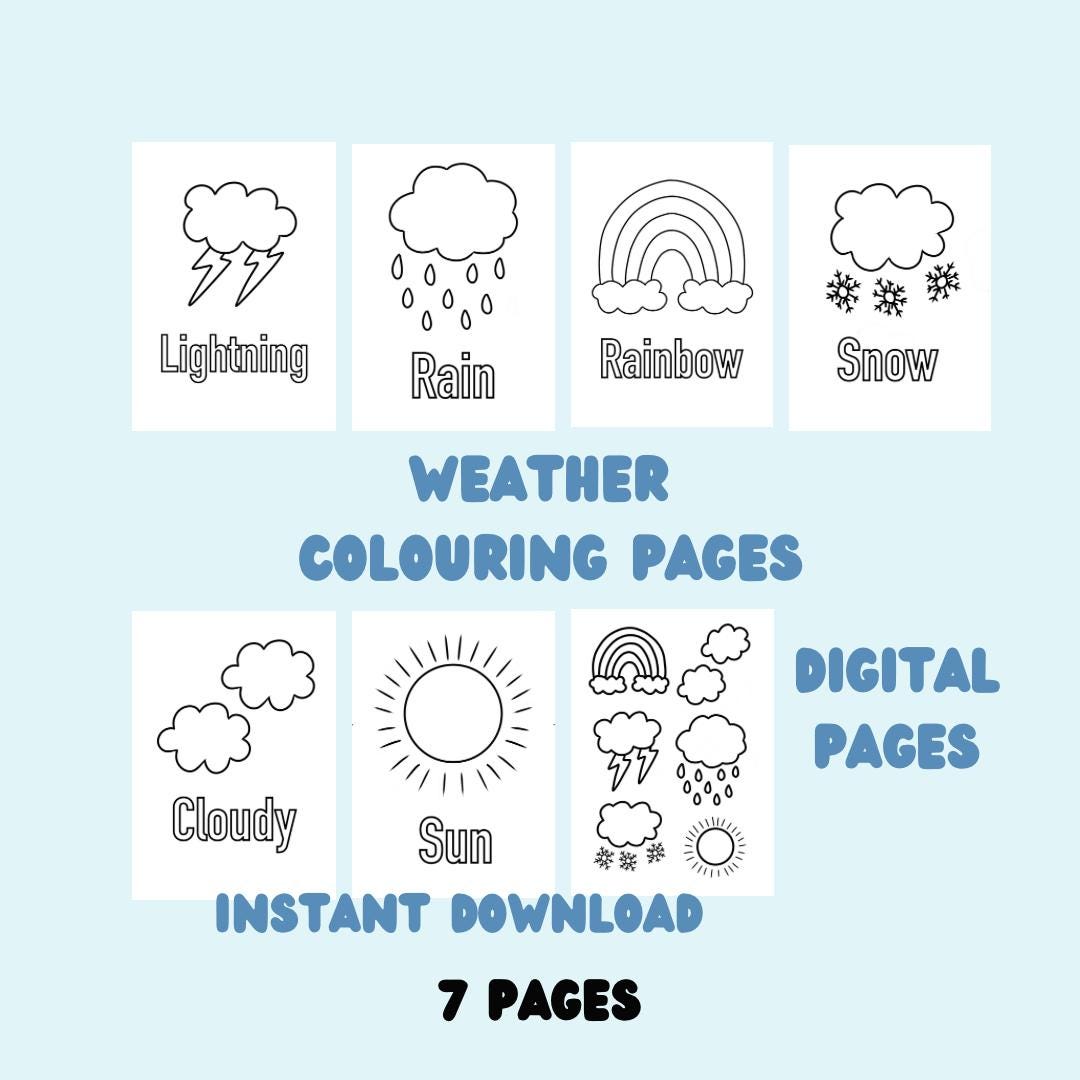 Weather Colouring Pages, Colouring for Children, Bold and Simple ...