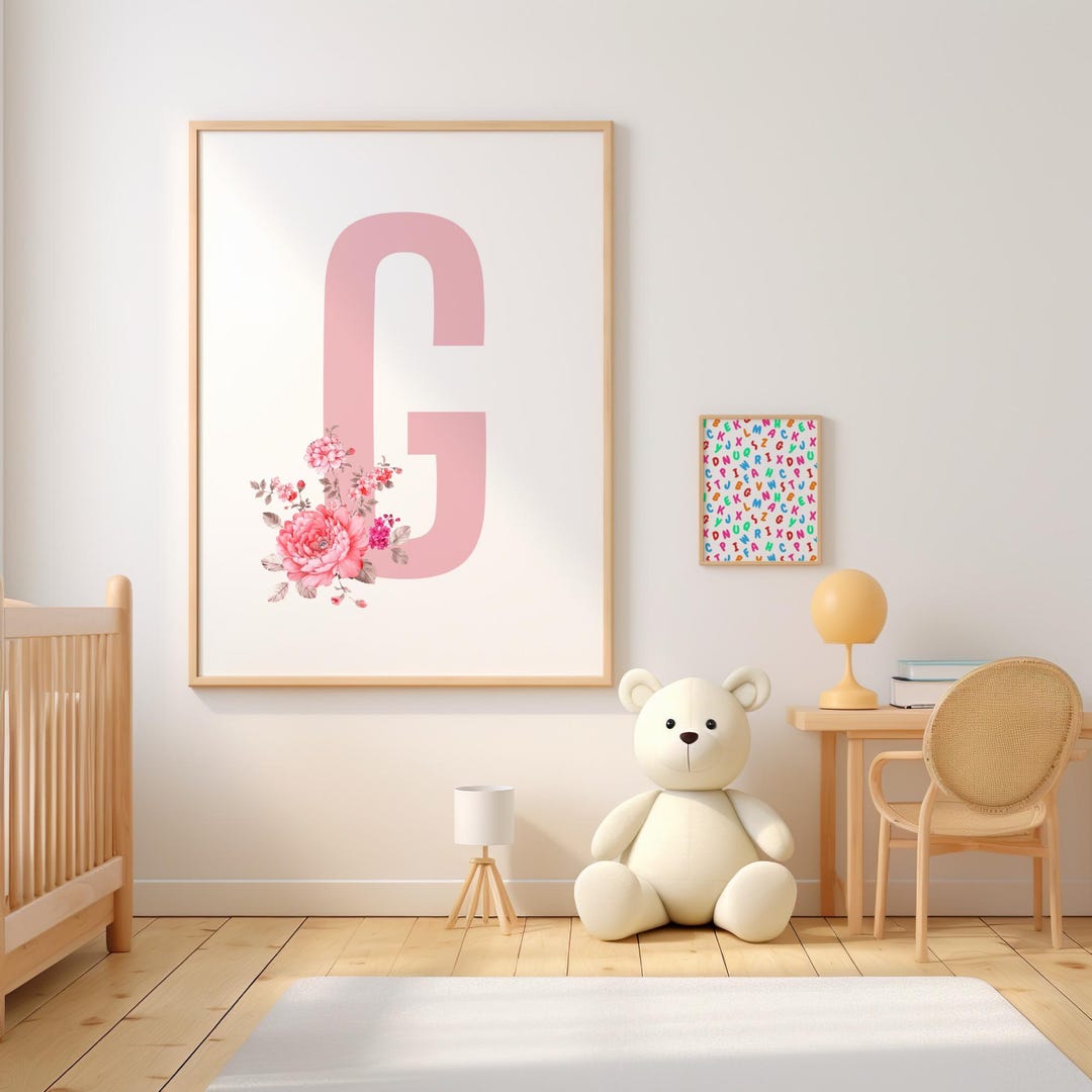 Girl Letter G Digital Wall Art, Initial, Wall Art for Children, Nursery ...
