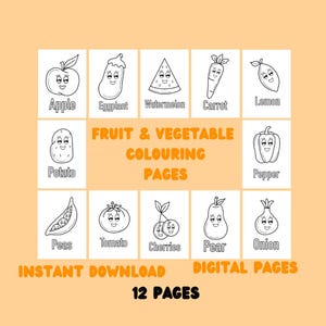 Fruit and Veg Colouring Pages - Etsy