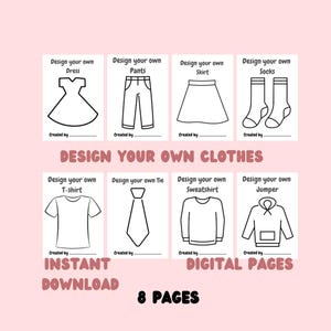 Design Your Own Clothes Coloring Pages: Kids Activity (digital Download ...